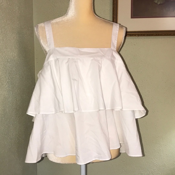 bp | Tops | Bp White Tiered Ruffled Popover Tank Top Size Xl | Poshmark